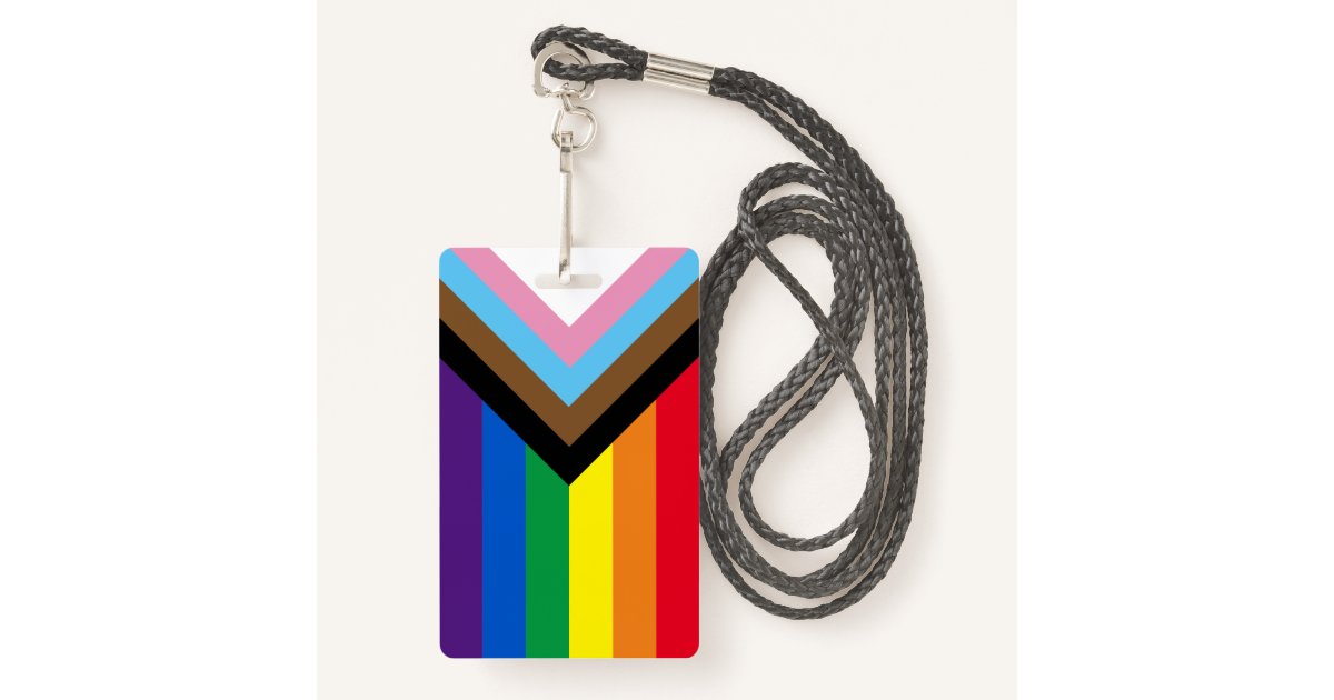 Lgbtq inclusive rainbow diversity gay pride flag ID badge | Zazzle