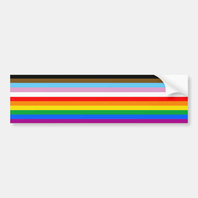 LGBTQ+ Progress Flag Stripes Bumper Sticker | Zazzle