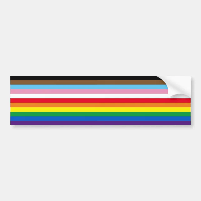 Lgbtq rainbow 11 stripes inclusive gay pride flag bumper sticker | Zazzle