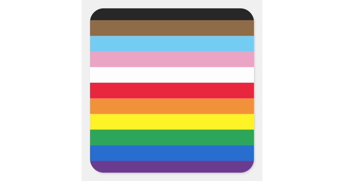 Lgbtq rainbow 11 stripes inclusive gay pride flag square sticker | Zazzle