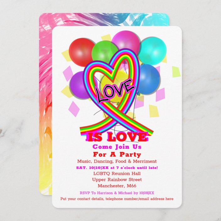 LGBTQ Rainbow Celebration Pride Party Invitation | Zazzle.co.uk