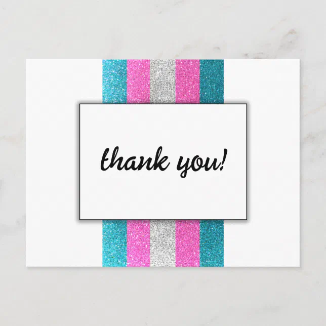 LGBTQ Trans Chic Modern White Wedding Glitter Postcard | Zazzle