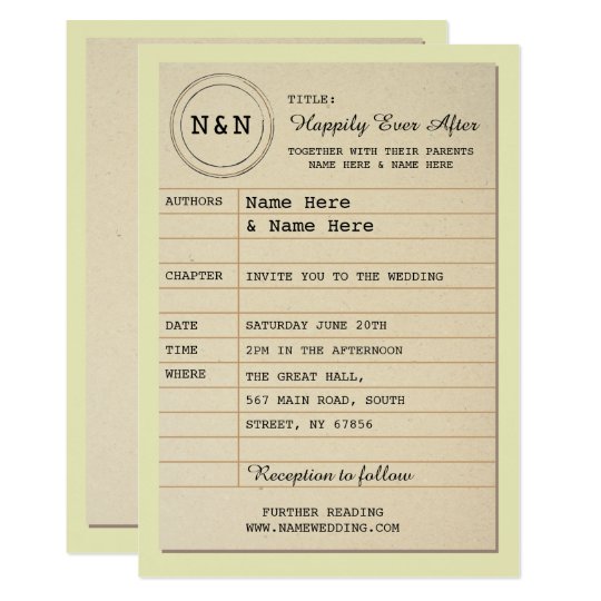 Library Wedding Invitation Book Theme Invite | Zazzle.co.uk