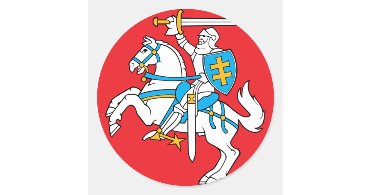 Lietuvos Valstybes Veliava, Vytis, Lithuania Flag Classic Round Sticker ...