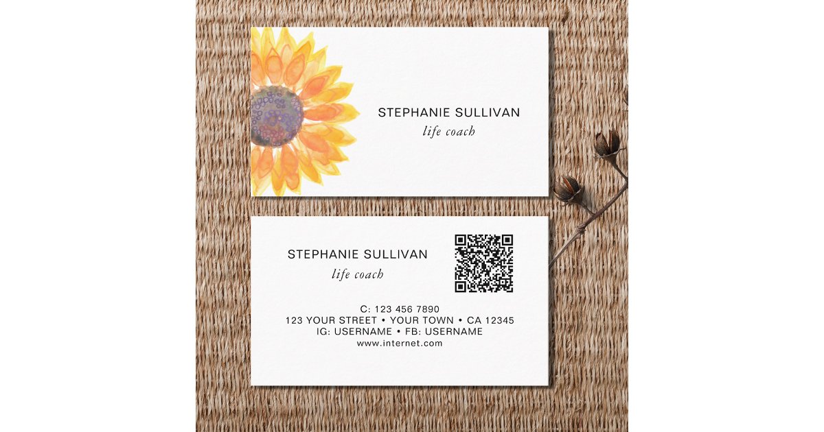 Life Coach Botanical QR Code Business Card | Zazzle
