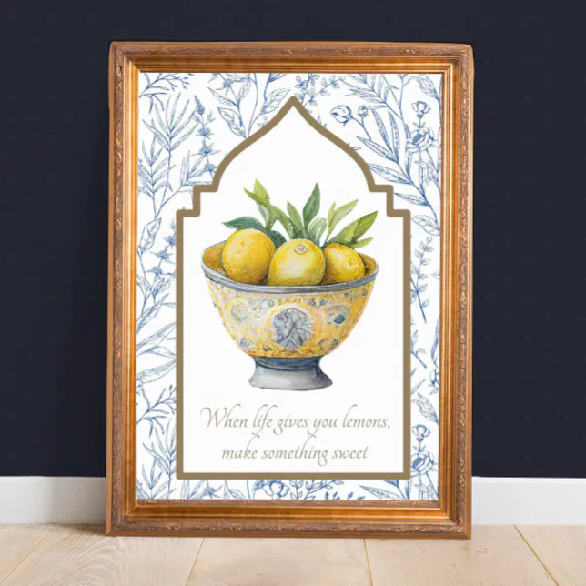 Life Gives You Lemons Inspirational Kitchen Art Poster | Zazzle