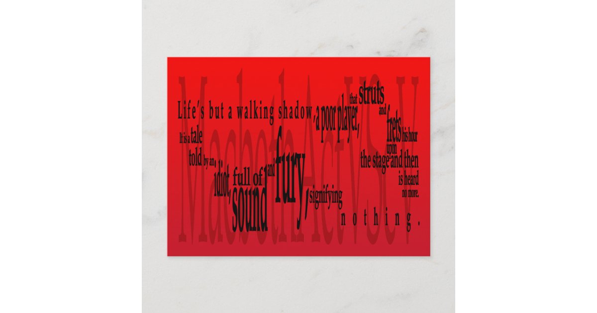 'Life's but a Walking Shadow' Macbeth Shakespeare Postcard | Zazzle