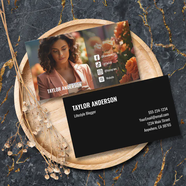 Lifestyle Social Media Influencer Photo Business Card | Zazzle