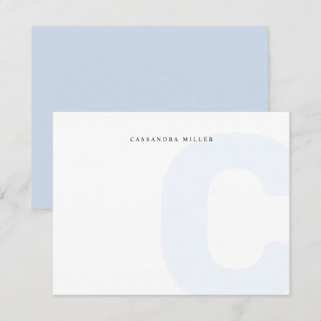 Light Blue Monogram Background Full Name Card | Zazzle