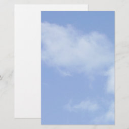 light blue sky w/ clouds stationary stationery | Zazzle