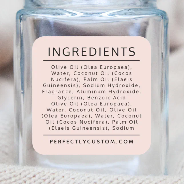 Light blush pink ingredient list product label | Zazzle