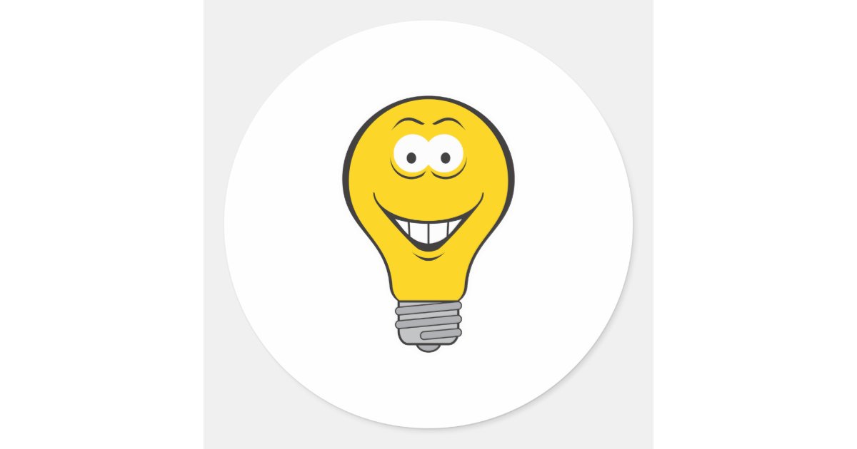 Light Bulb Face Classic Round Sticker | Zazzle