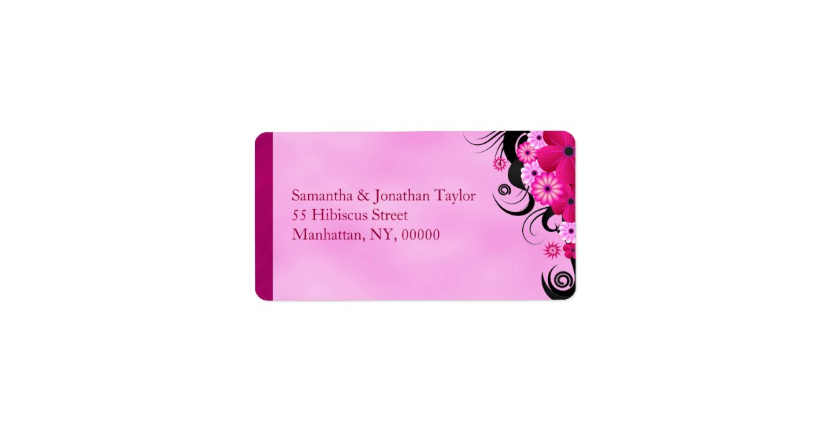 Light Fuchsia Magenta Floral Wedding Address Label | Zazzle