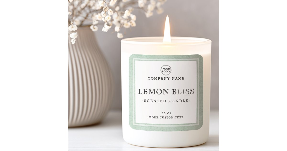 Light green texture border square product label | Zazzle