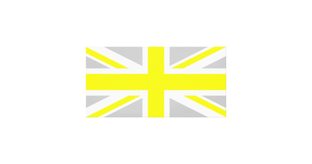 Light Grey and Yellow Union Jack Canvas Print | Zazzle
