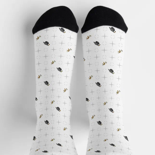 Light Grey Graduation Caps and Diploma Pattern Soc Socks | Zazzle
