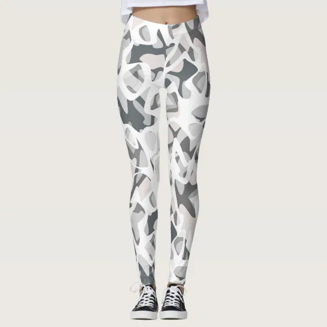 Light Grey Spots Abstract spotted pattern Leggings | Zazzle
