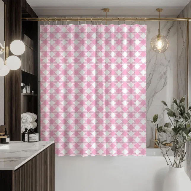 Light Pink Check Curtain Trendy and Minimal | Zazzle
