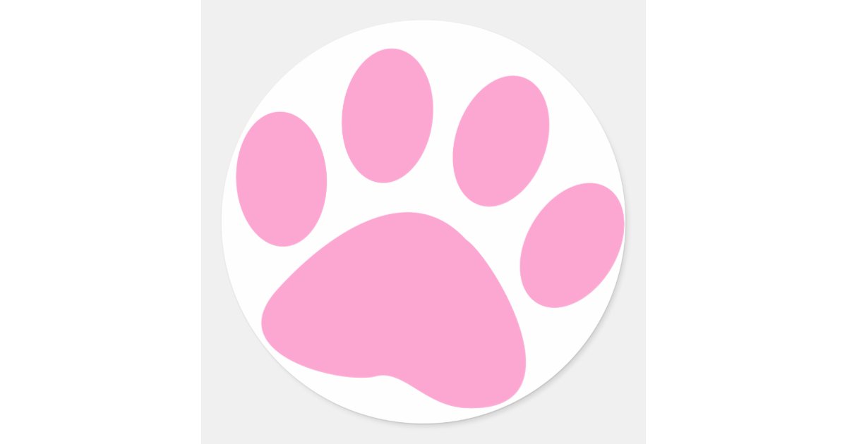 Light Pink Dog Animal Paw Print Classic Round Sticker | Zazzle