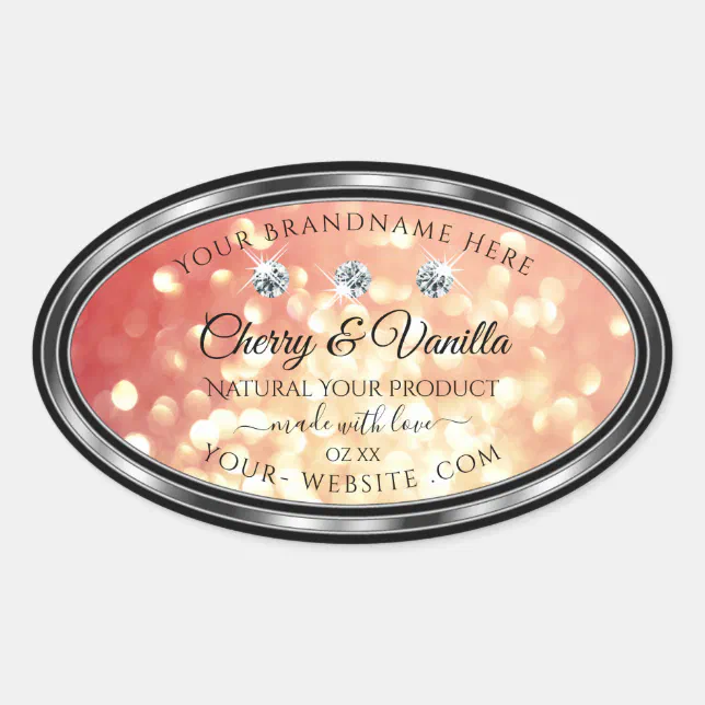Light Red and Gold Glitter Product Labels Diamonds | Zazzle