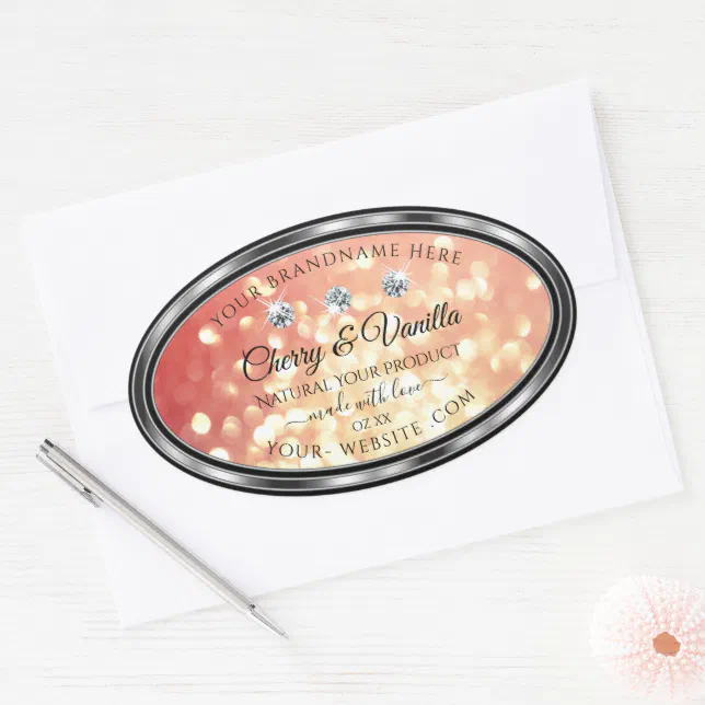 Light Red and Gold Glitter Product Labels Diamonds | Zazzle