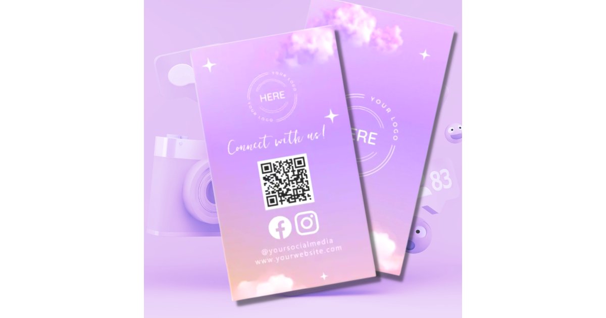 Lilac Connect With Us Social Media QR Code Business Card | Zazzle