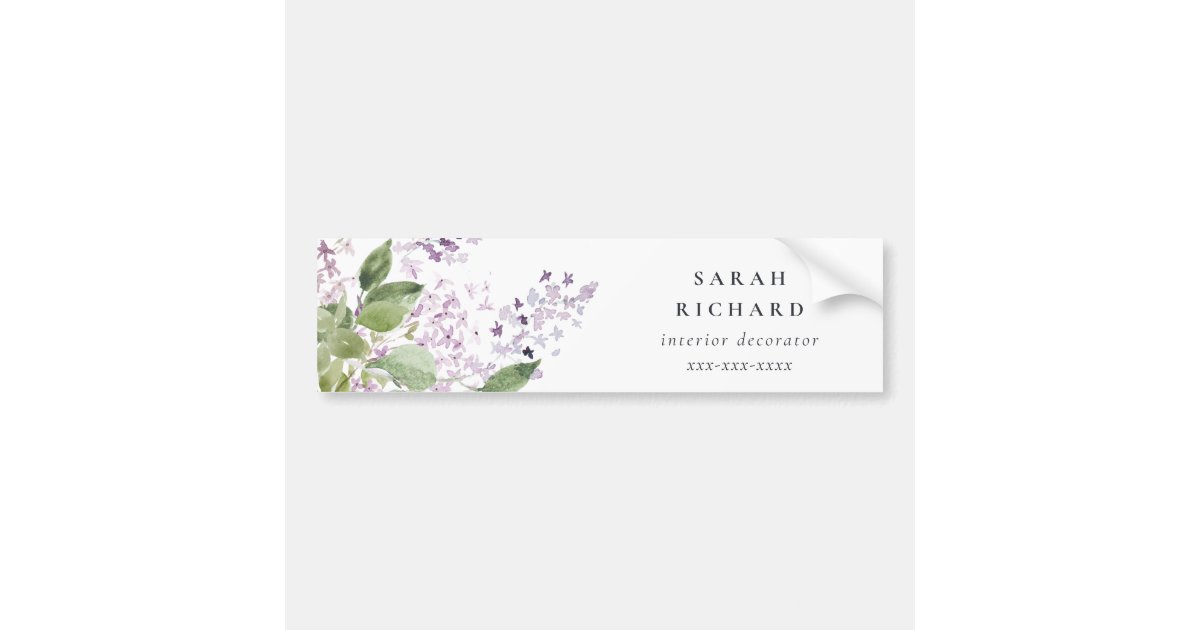 Lilac Cottage Garden Watercolor Floral Bunch Bumper Sticker | Zazzle