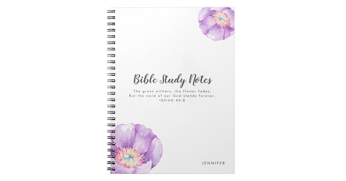 Lilac Flowers Personalised Bible Study Notebook | Zazzle