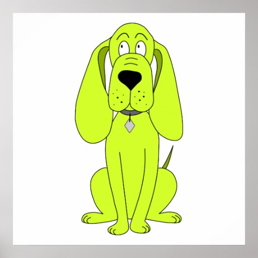 Lime Green Dog. Cute Hound Cartoon. Poster | Zazzle
