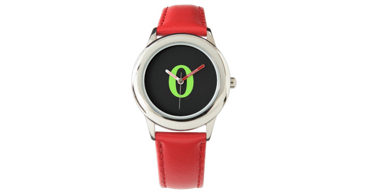 Lime Green Number 0 Red Bezel Wrist Watch | Zazzle