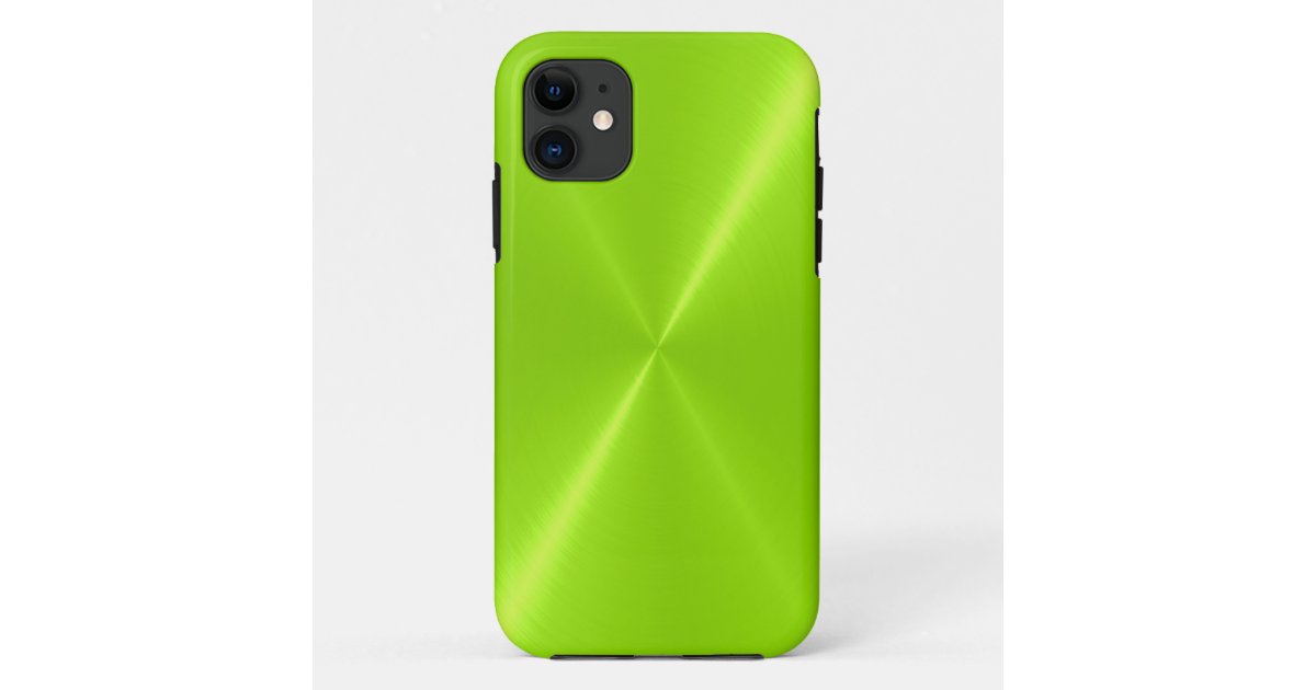 Lime Green Shiny Stainless Steel Metal Case-Mate iPhone Case | Zazzle