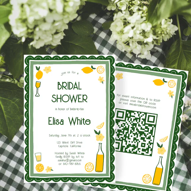 Limoncello Lemonade CUSTOM QR Bridal Shower Invitation | Zazzle