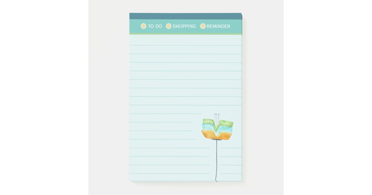Lined Stylish Modern Flower Shopping List Post-it Notes | Zazzle