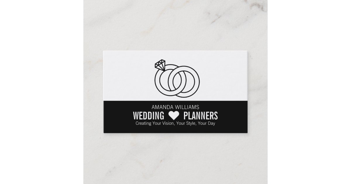 Linked Wedding Rings Design, Wedding Event Planner Business Card | Zazzle