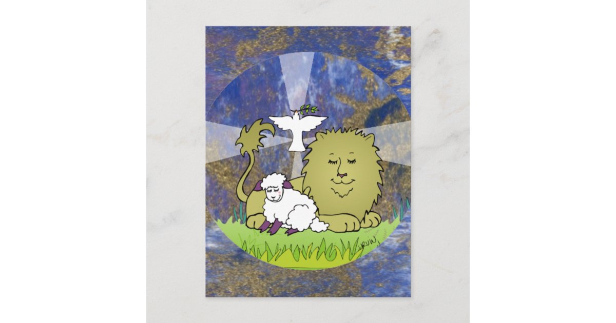 Lion Lamb and Dove Postcard | Zazzle