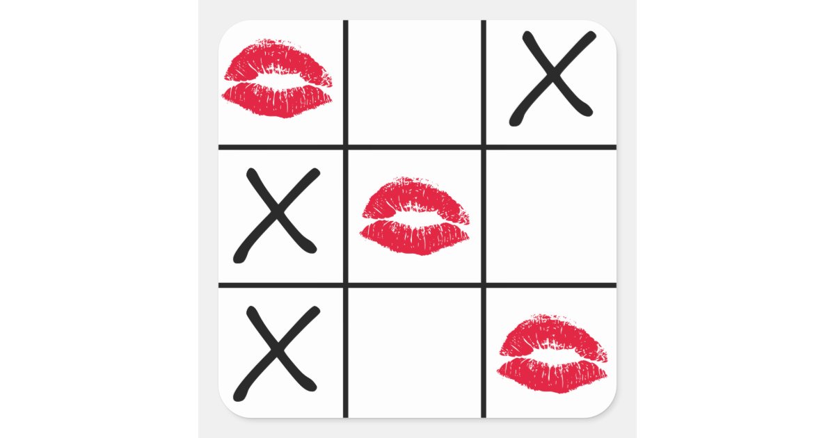 Lips Tic Tac Toe Square Sticker | Zazzle