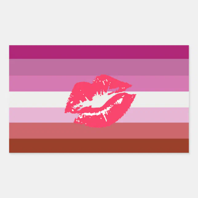 Lipstick Lesbian Pride Flag Rectangular Sticker | Zazzle