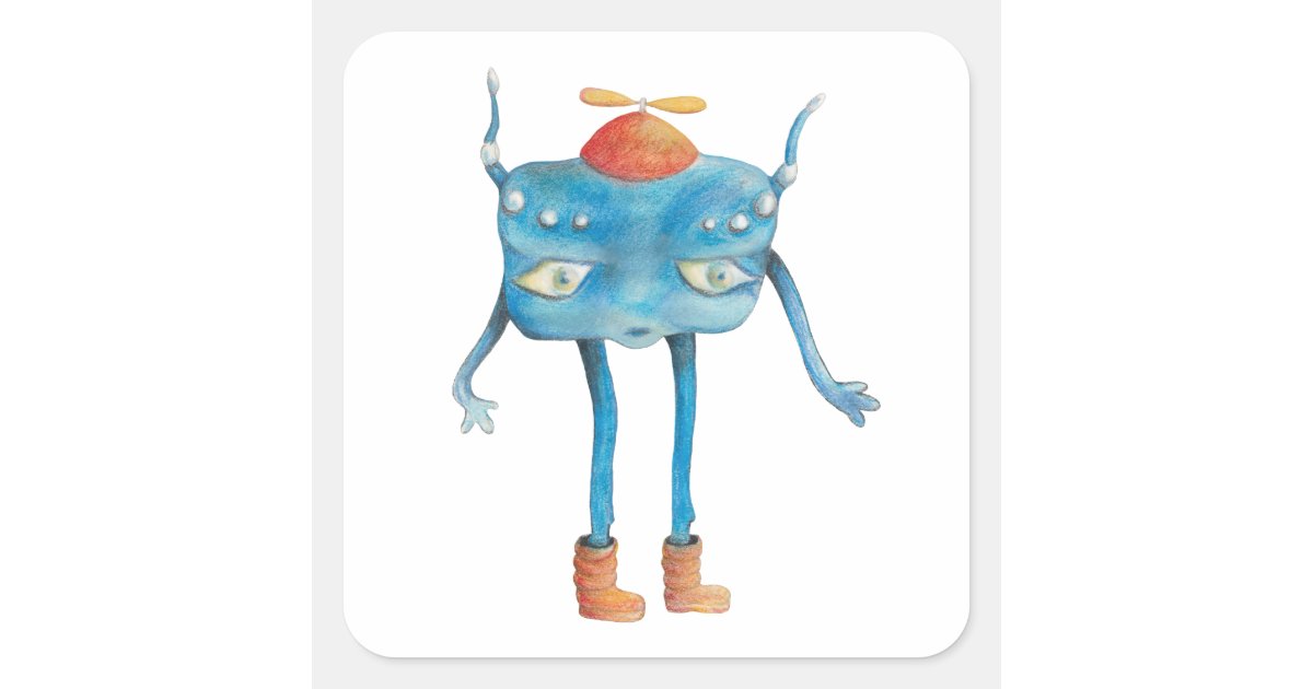 Little Alien Pi Square Sticker | Zazzle