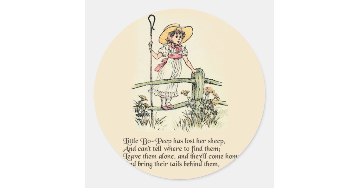 Little Bo-Peep: Classic Kate Greenaway Nursery Classic Round Sticker ...