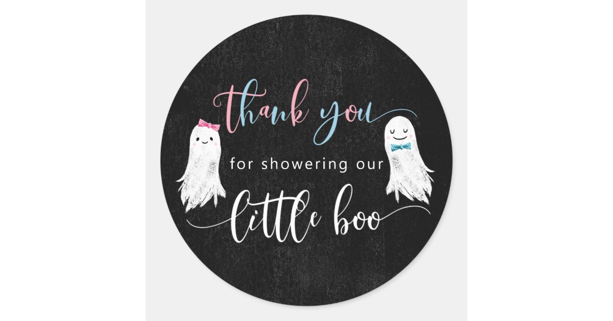 Little Boo Gender Reveal Party Classic Round Sticker | Zazzle