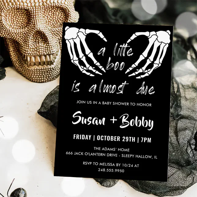Little Boo Is Almost Due Halloween Baby Shower Invitation | Zazzle