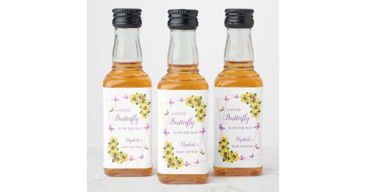 Little Butterfly Baby Shower Liquor Bottle Label | Zazzle