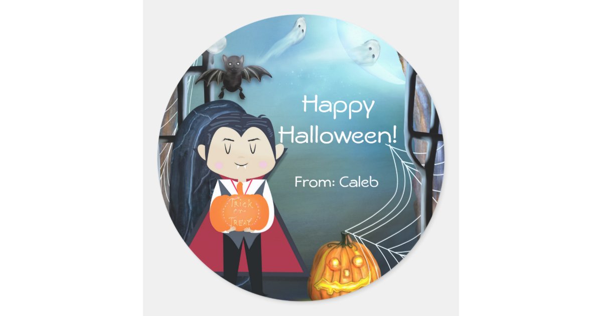 Little Dracula Vampire Happy Halloween Party Favou Classic Round ...