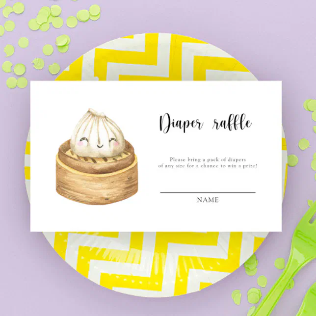 Little dumpling baby shower - diaper raffle enclosure card | Zazzle