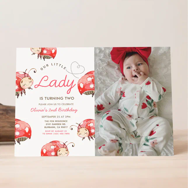 Little Lady Birthday Party Photo Invitation | Zazzle