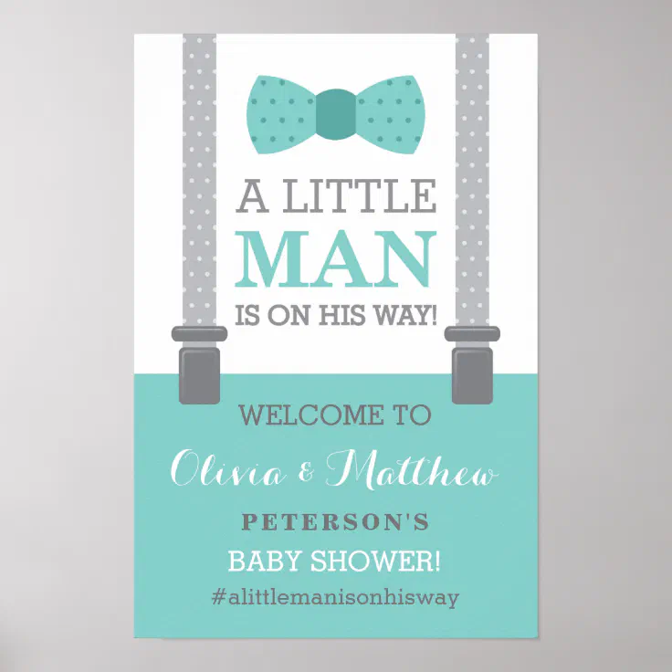 Little Man Welcome Sign Poster, Baby Shower | Zazzle