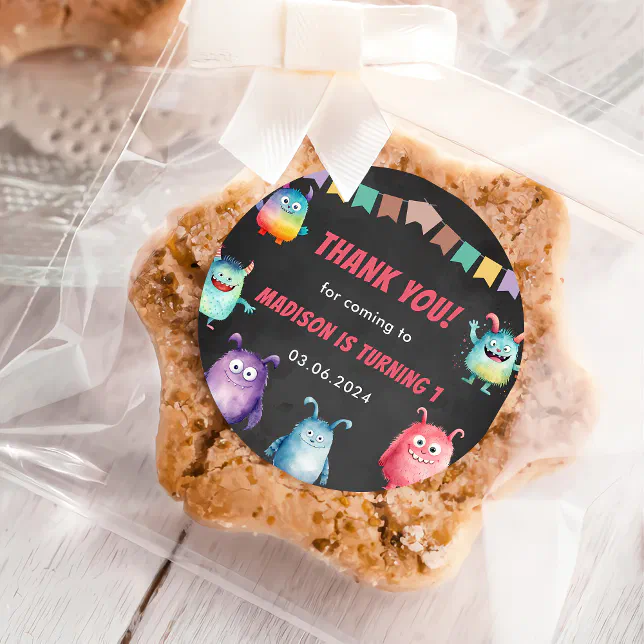 Little Monster Themed Birthday Party Classic Round Sticker | Zazzle