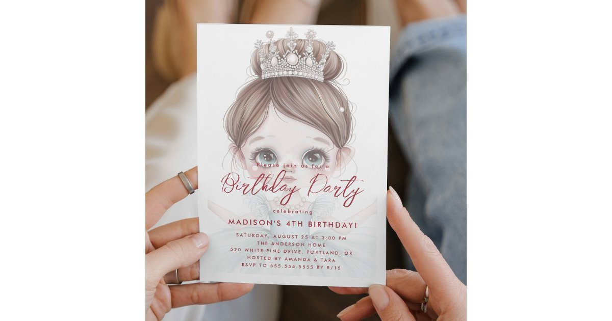 Little Princesses and Crown Birthday Party Invitation | Zazzle