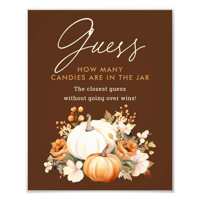 Little Pumpkin Baby Shower Guessing Game Sign | Zazzle
