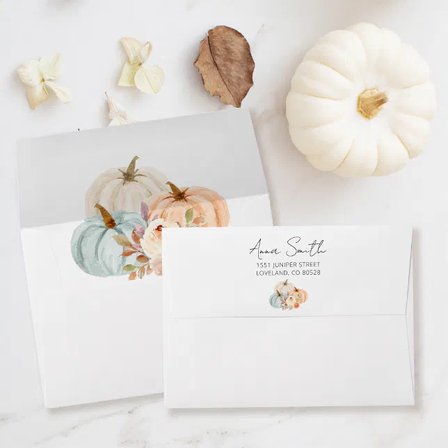 Little Pumpkin Fall Baby Shower Return Address Envelope | Zazzle
